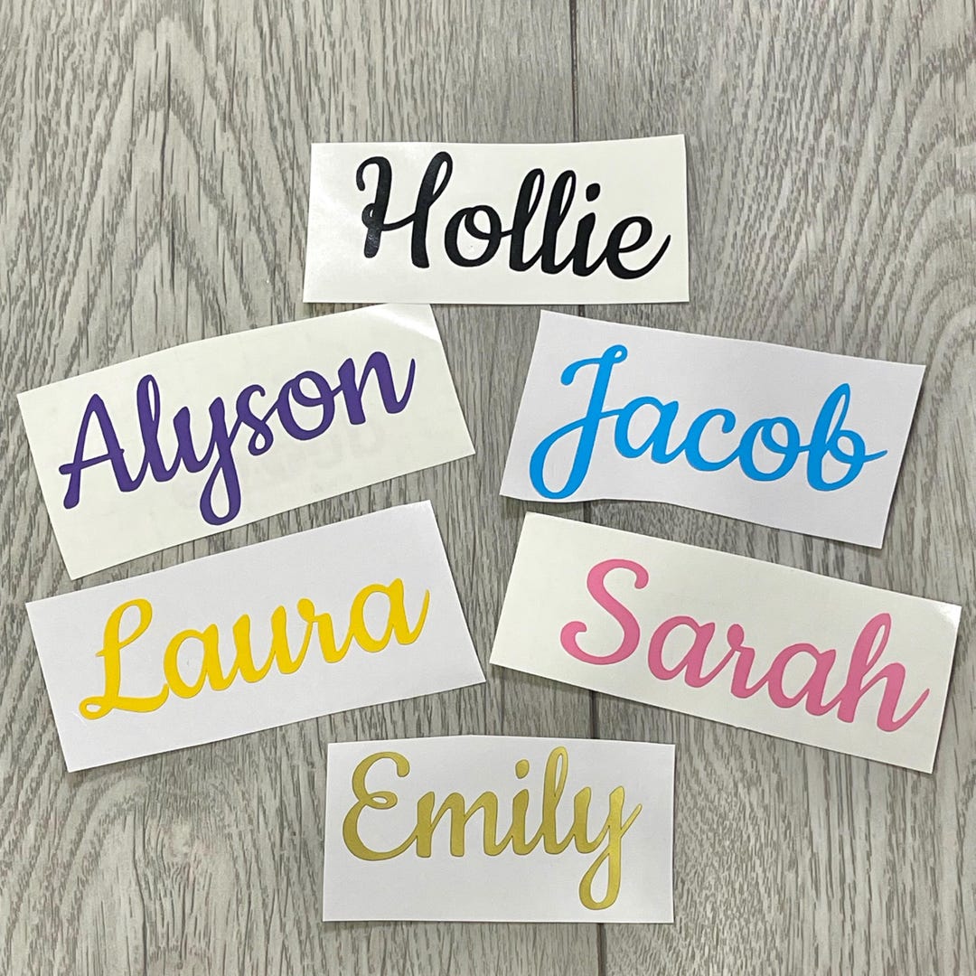 1,3,5,10 Personalised Name Sticker Decal Word Label Vinyl Decal Glass ...