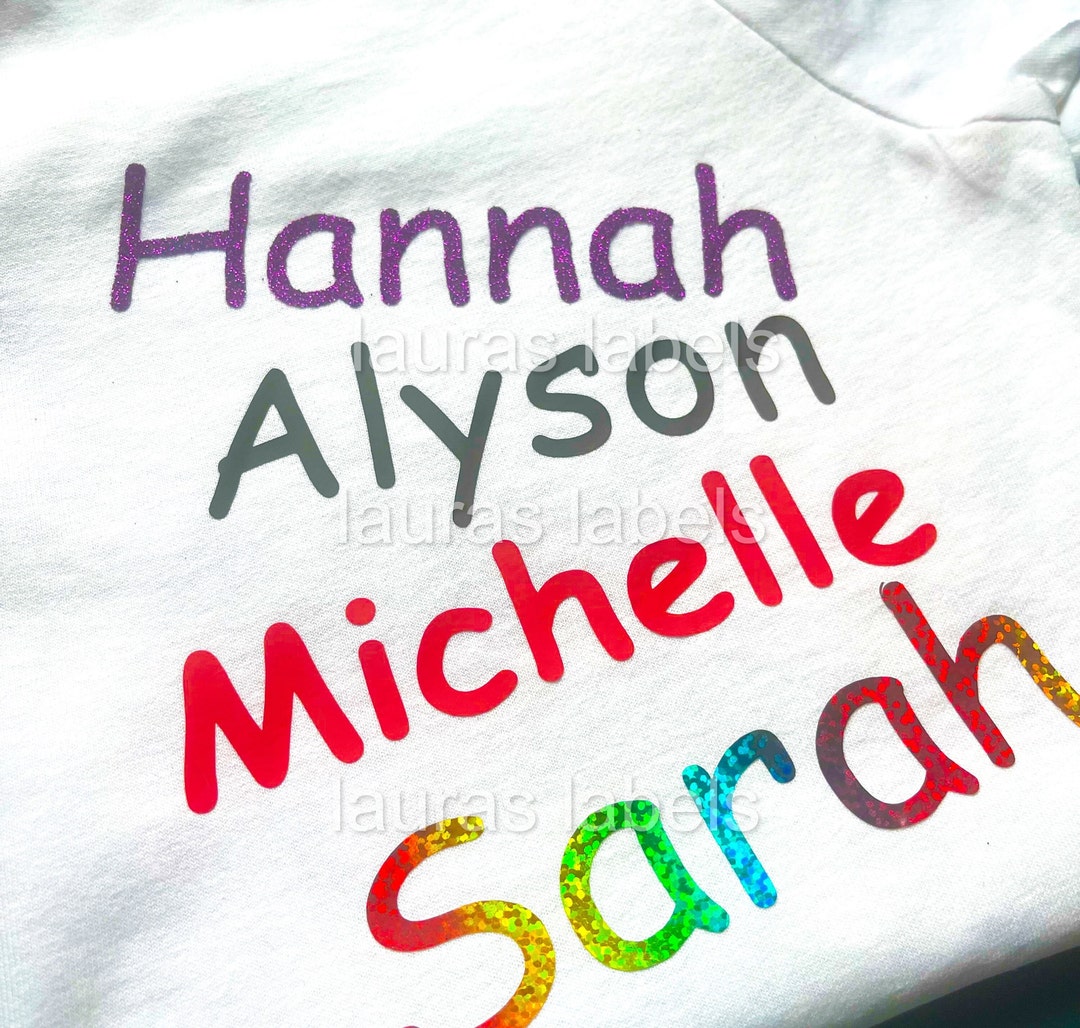 Iron on Vinyl Names HTV Any Word Decal Sticker Fabric T-shirts Make up ...