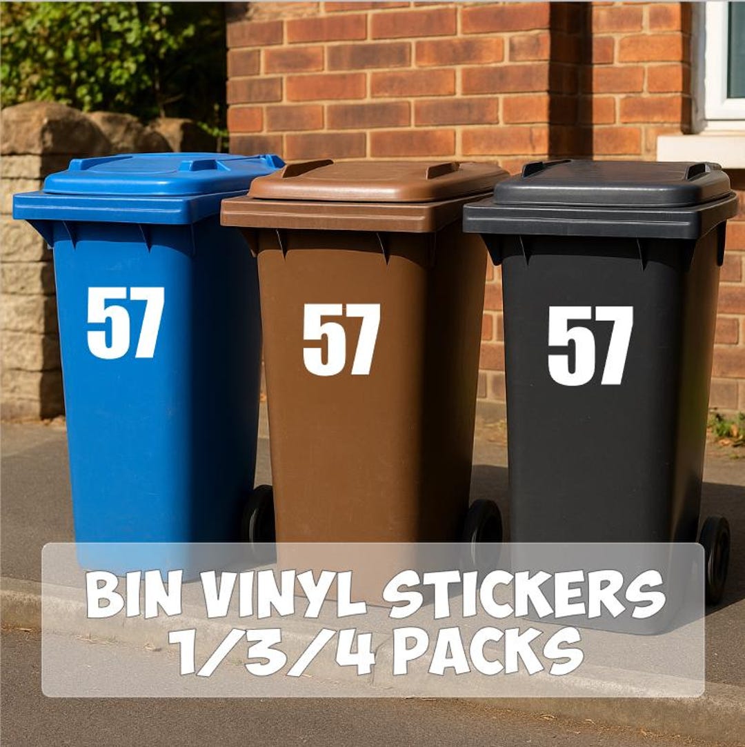 Personalised Bin Number Stickers for Wheelie Bins – Durable Vinyl – 1/3 ...