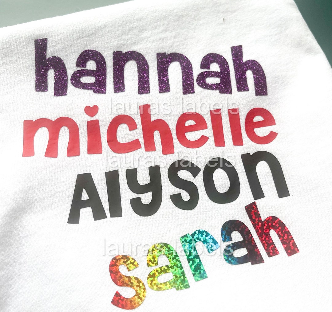 Iron on Vinyl Names HTV Any Word Decal Sticker Fabric T-shirts Make up ...
