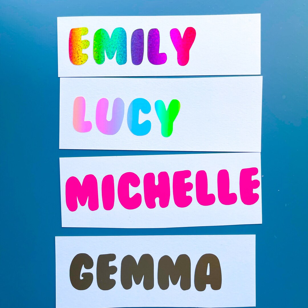 1,3,5,10 Personalised Name Sticker Decal Word Label Vinyl Decal Glass ...
