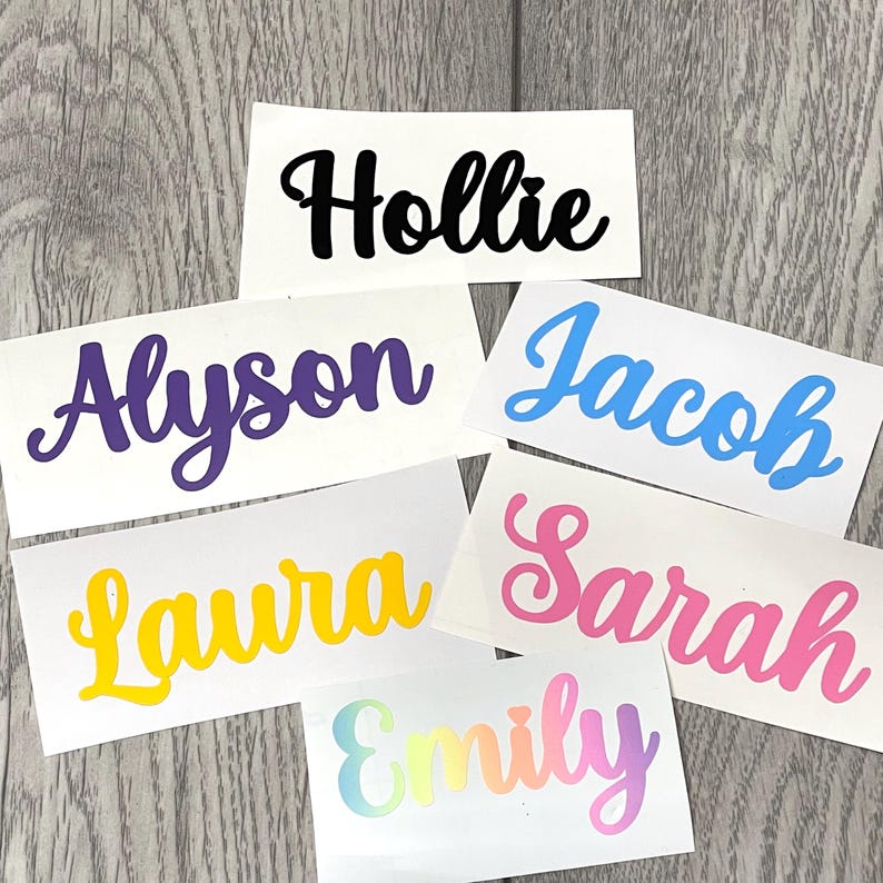 Personalised Name Sticker Decal Word Label Vinyl Decal Glass School ...