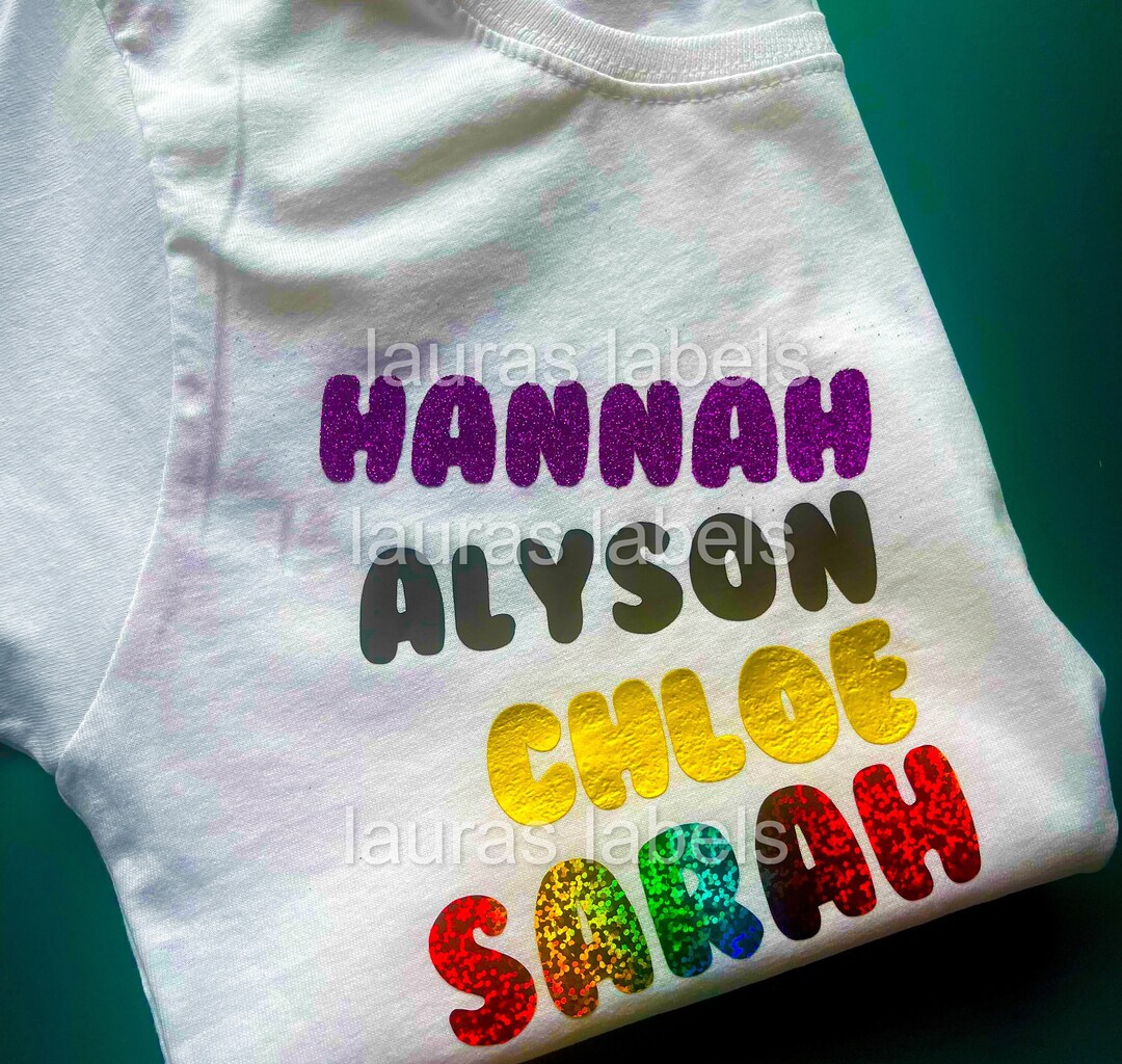 Iron on Vinyl Names HTV Any Word Decal Sticker Fabric T-shirts Make up ...