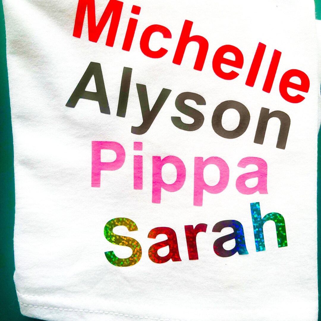 Iron on Vinyl Names HTV Any Word Decal Sticker Fabric T-shirts Make up ...