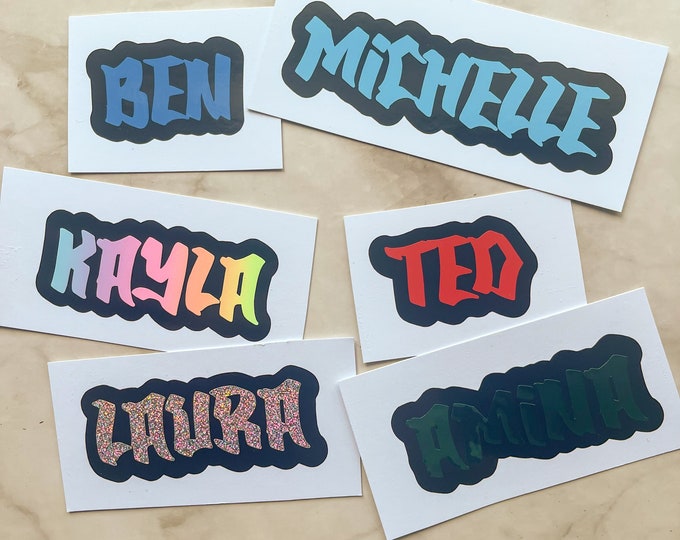 Personalized Vinyl Name Stickers | Custom Text Name Decal | Name Label ...