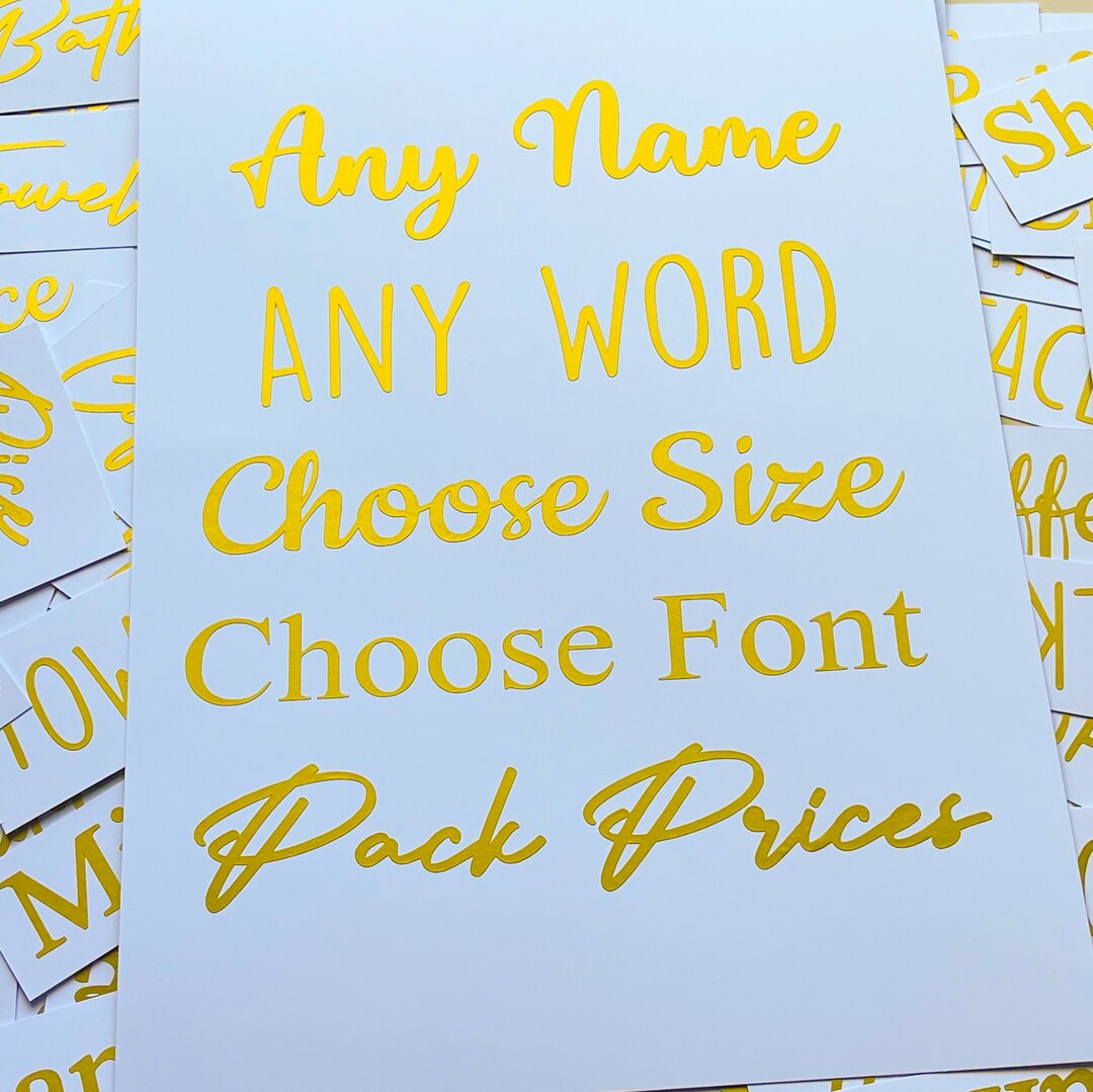 Gold Vinyl Labels, Stickers, Decals, Personalise, Name, Hinch, Pantry ...