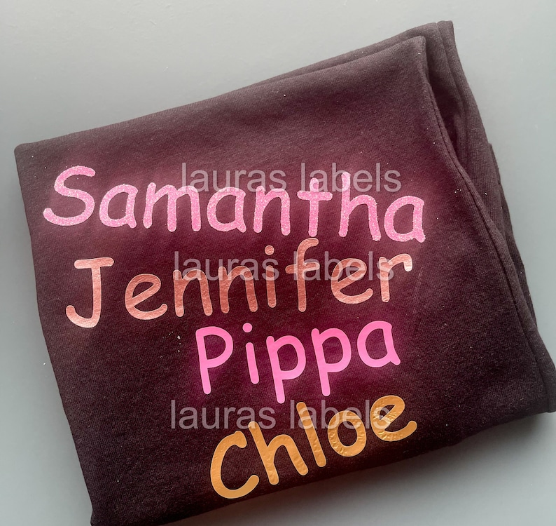 Iron on Vinyl Names HTV Any Word Decal Sticker Fabric T-shirts Make up ...