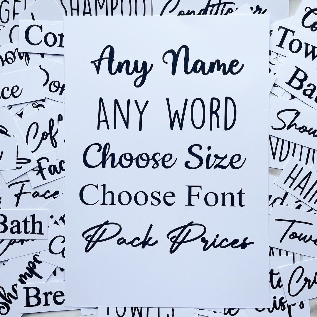 Black Vinyl Labels, Stickers, Decals, Personalise, Name, Hinch, Pantry ...