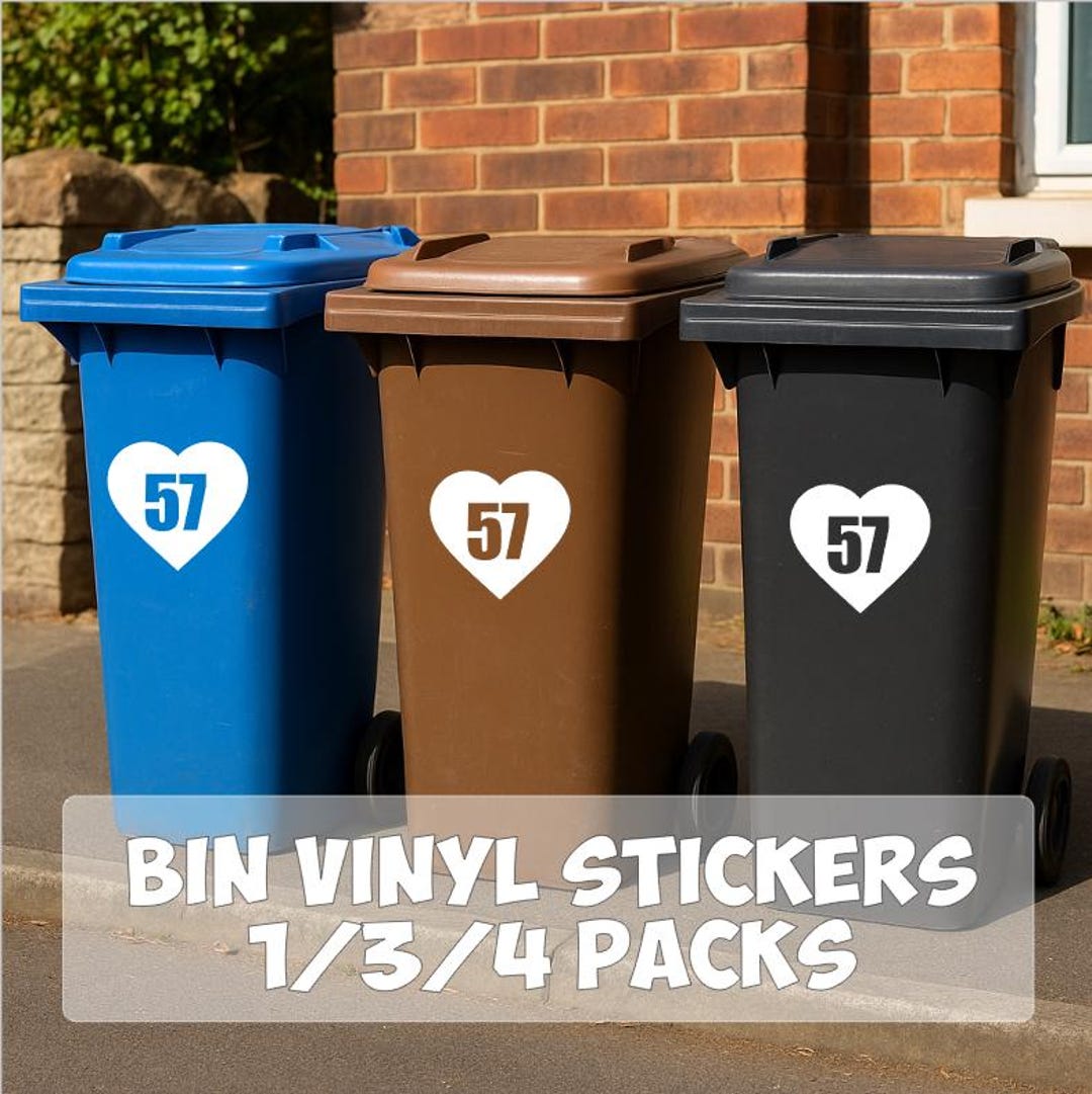 Personalised Bin Number Stickers for Wheelie Bins – Durable Vinyl – 1/3 ...