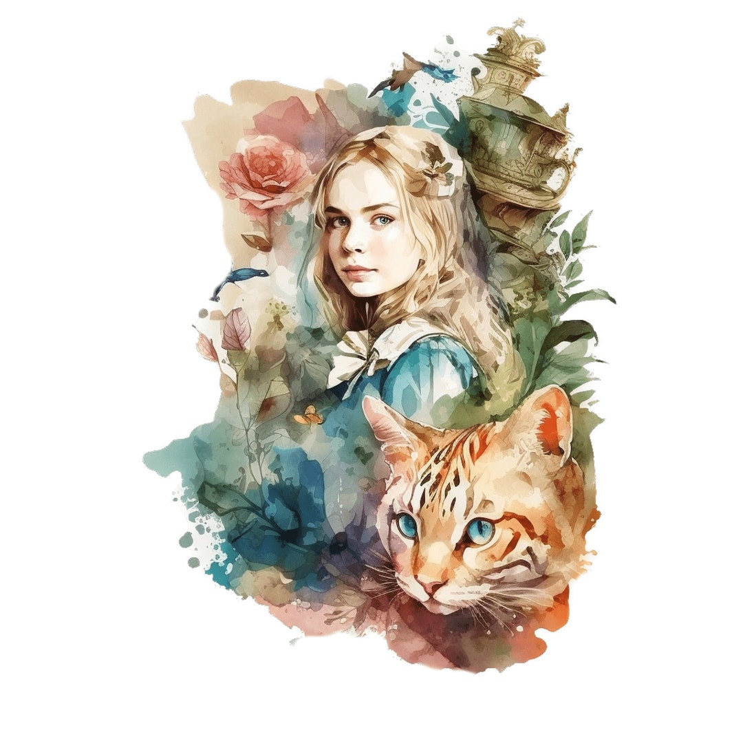Alice in Wonderland 5 Watercolor Digital Prints Fantasy With - Etsy