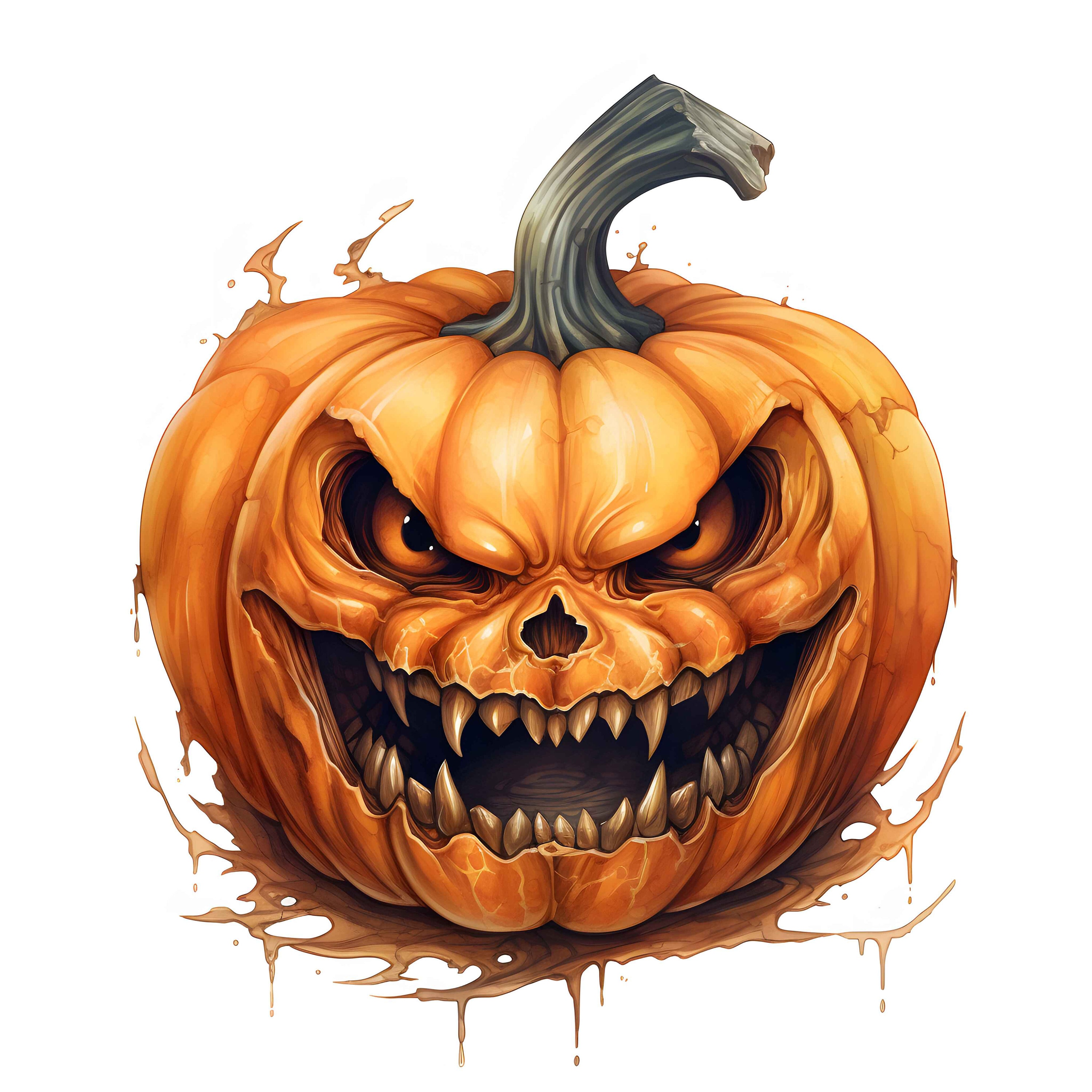 Halloween Pumpkin Portraits, Scary and Spooky Digital Prints, Seasonal ...