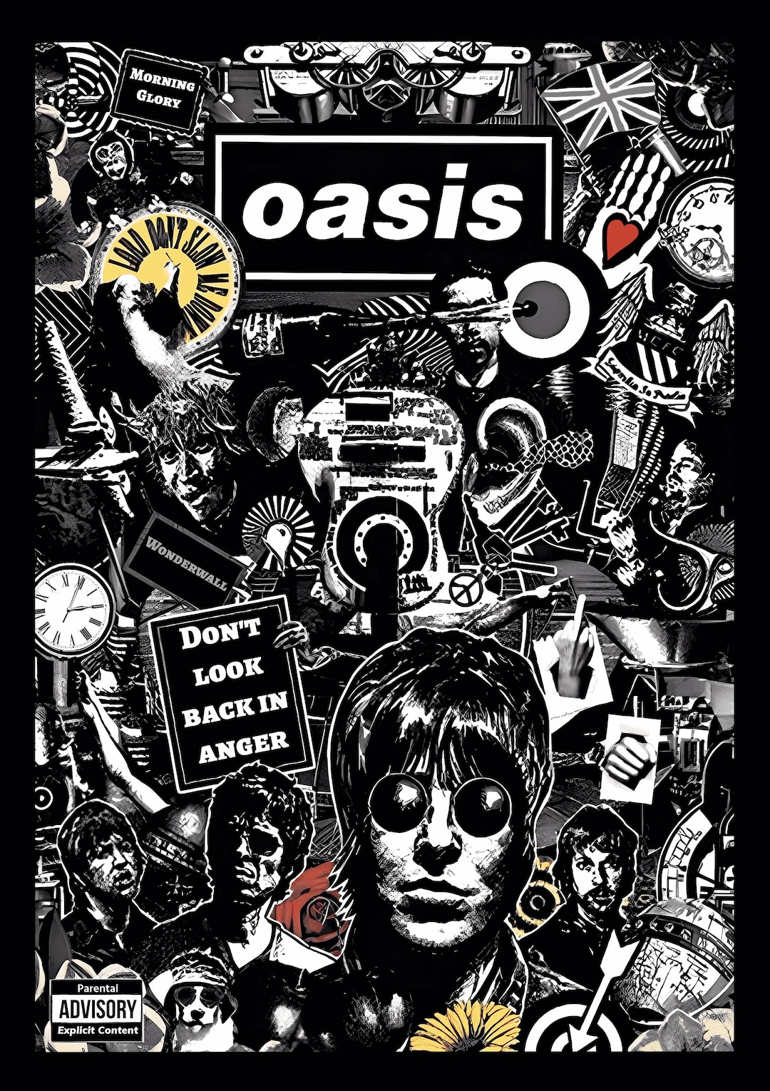 Oasis Poster, UK Indie Rock Digital Art, British Band Merchandise ...