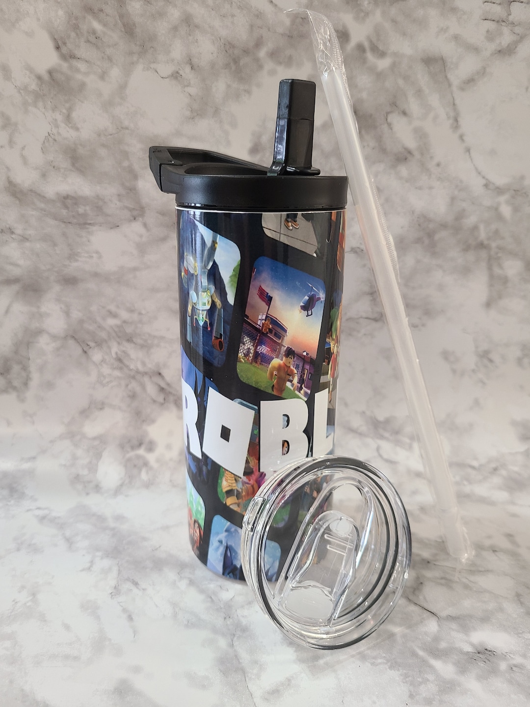 Roblox Kids Water Bottle Insulated With Flip Top With Hanger and Slide ...