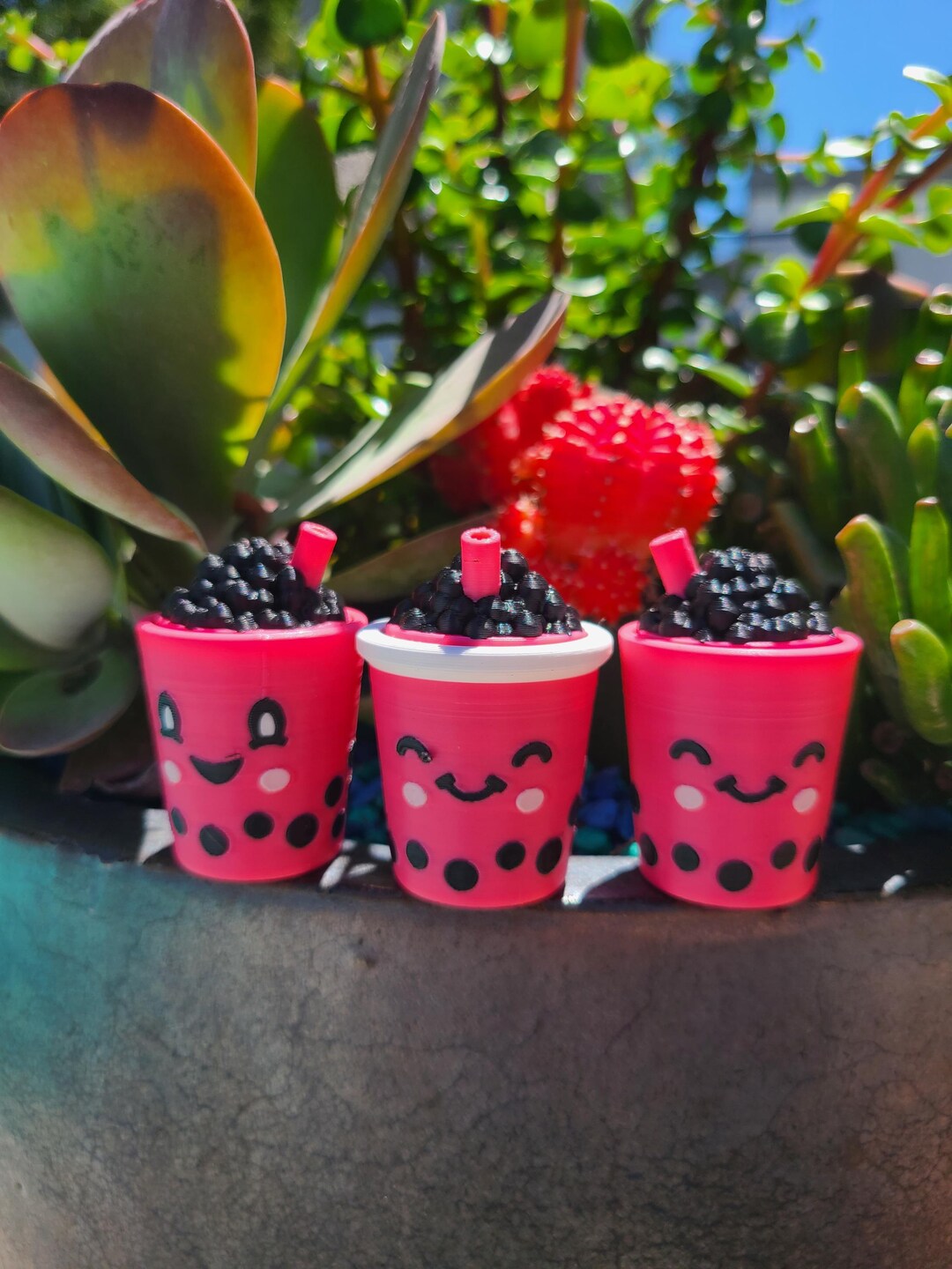Cute 3D Printed Boba Drink Clicker Keychain, PLA Fidget Toy, Bubble Tea ...