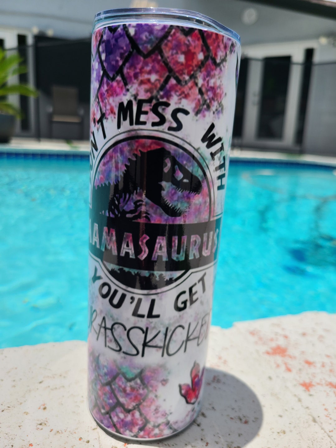 Mamasaurus Tumbler 20oz With Lid and Straw Cup Gift for Her, Gift for ...