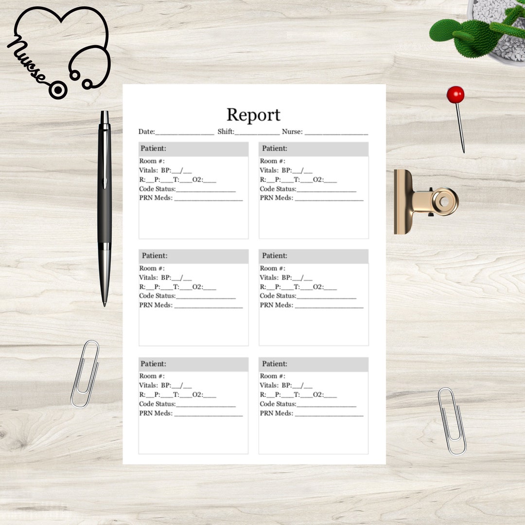 Nurse Report Sheet, Shift Report, Multiple Pts, Easy Print, Pdf - Etsy