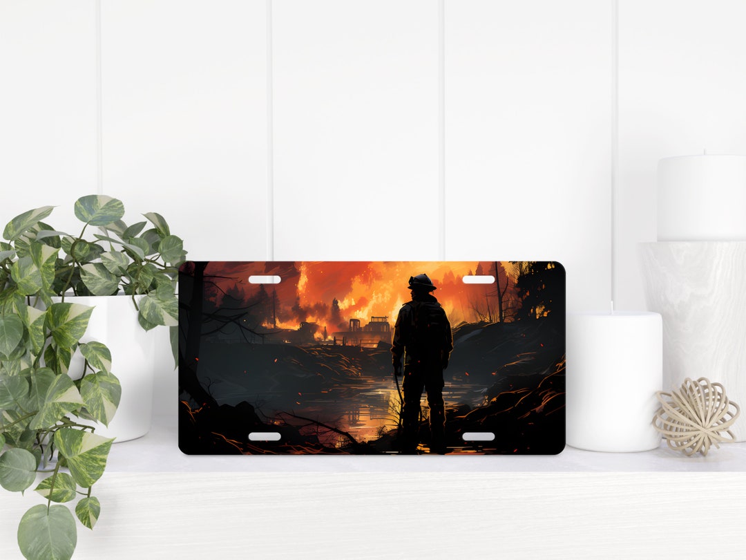 Firefighter License Plate, PNG License Plate, License Plate Sublimation ...