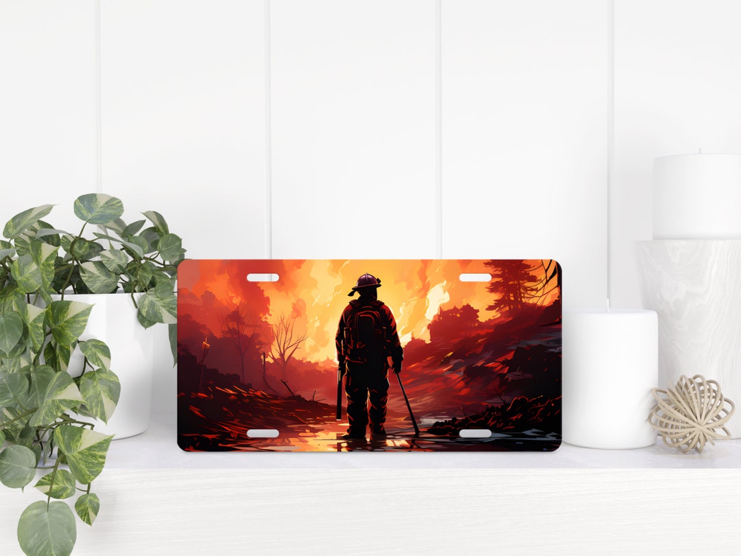 Firefighter License Plate, PNG License Plate, License Plate Sublimation ...
