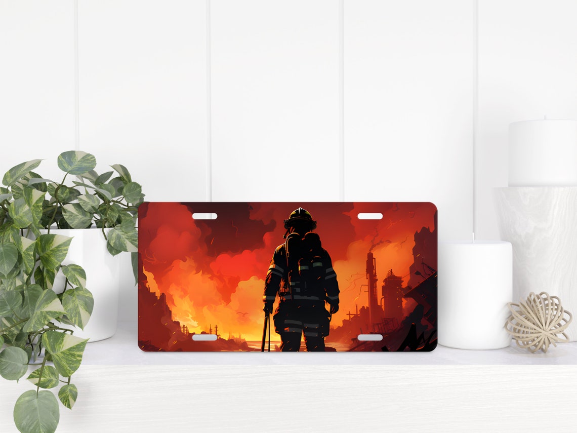 Firefighter License Plate, PNG License Plate, License Plate Sublimation ...