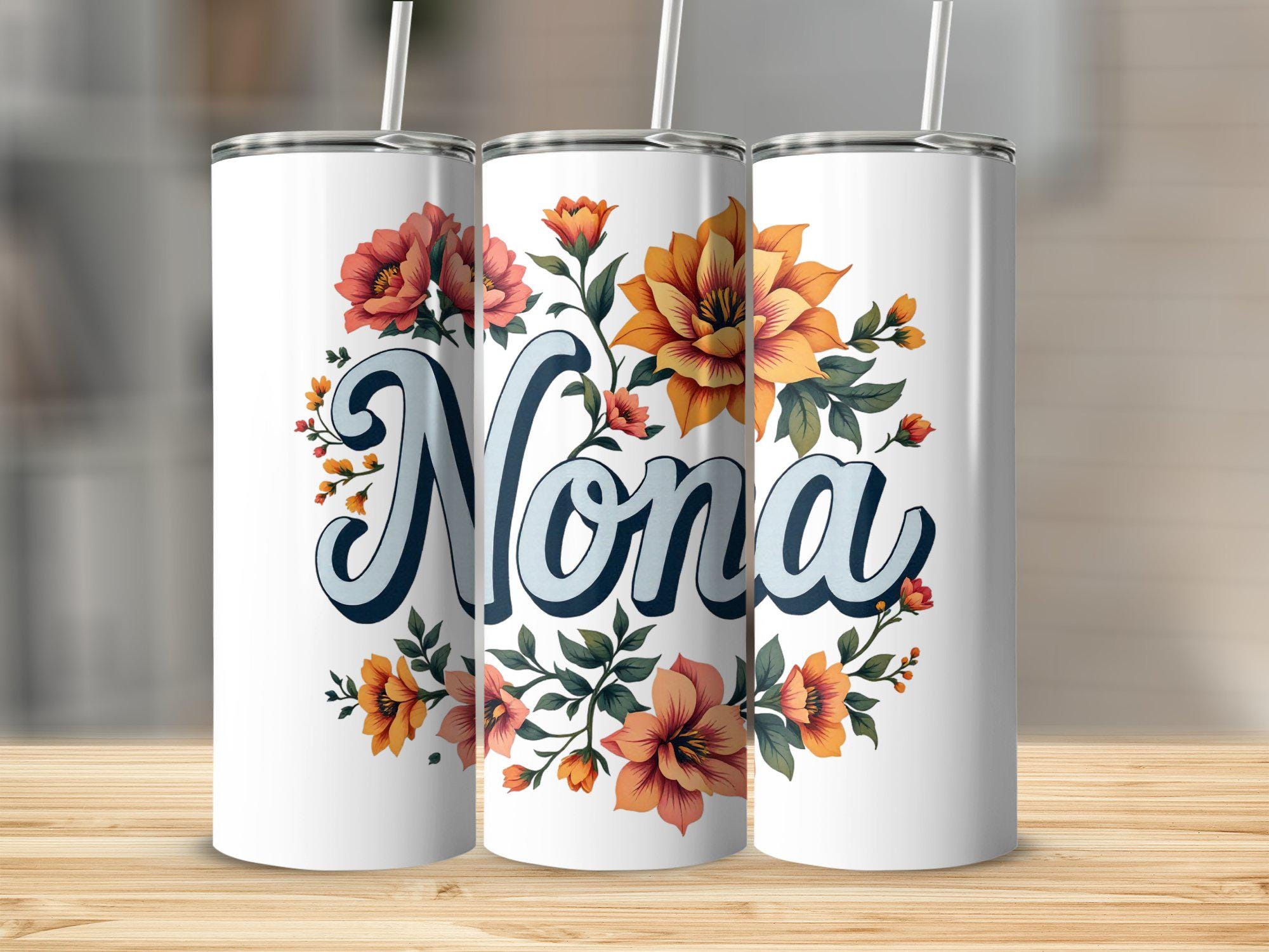 Nona Floral Digital PNG, Flower Name Art, DIY Project, Mother's Day ...