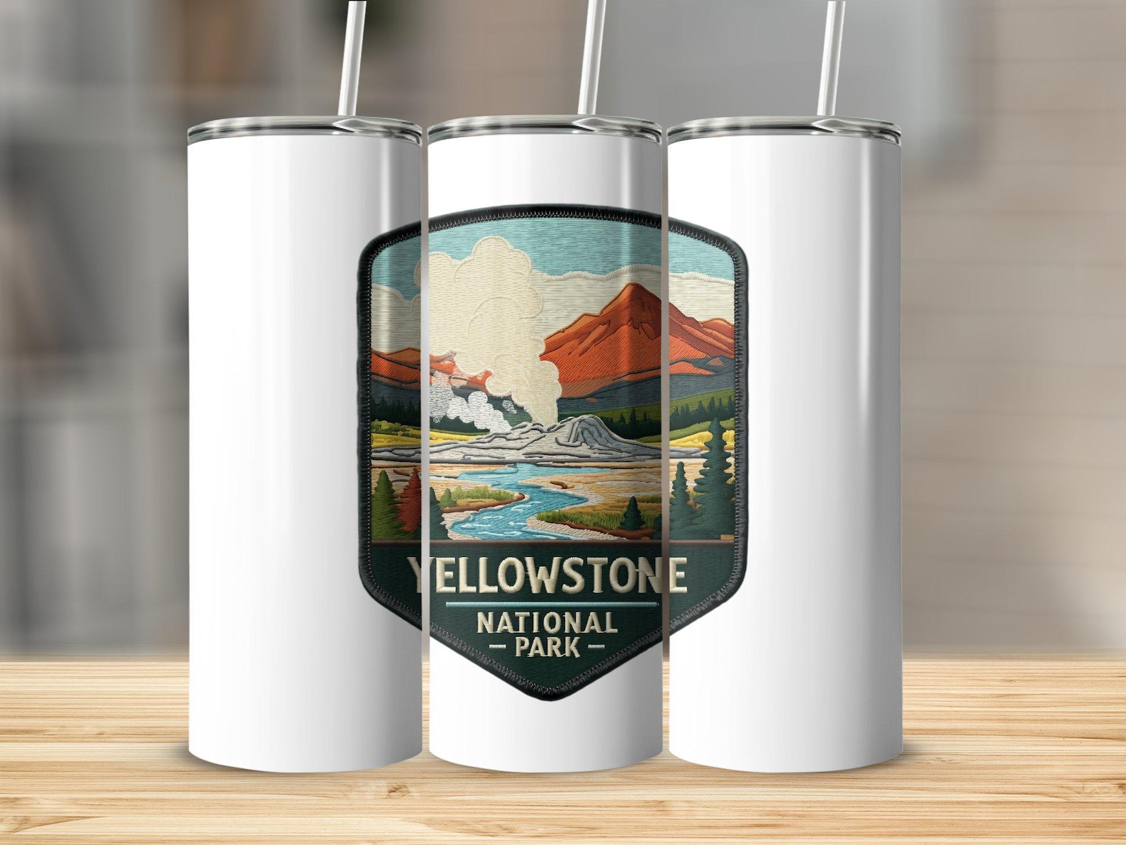 National Park Embroidery Yellowstone Patch Digital Download, PNG File ...