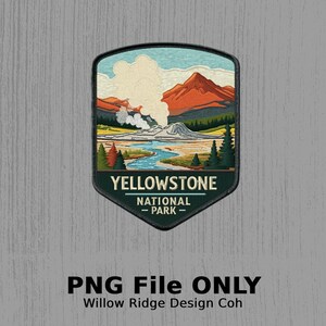 National Park Embroidery Yellowstone Patch Digital Download, PNG File ...