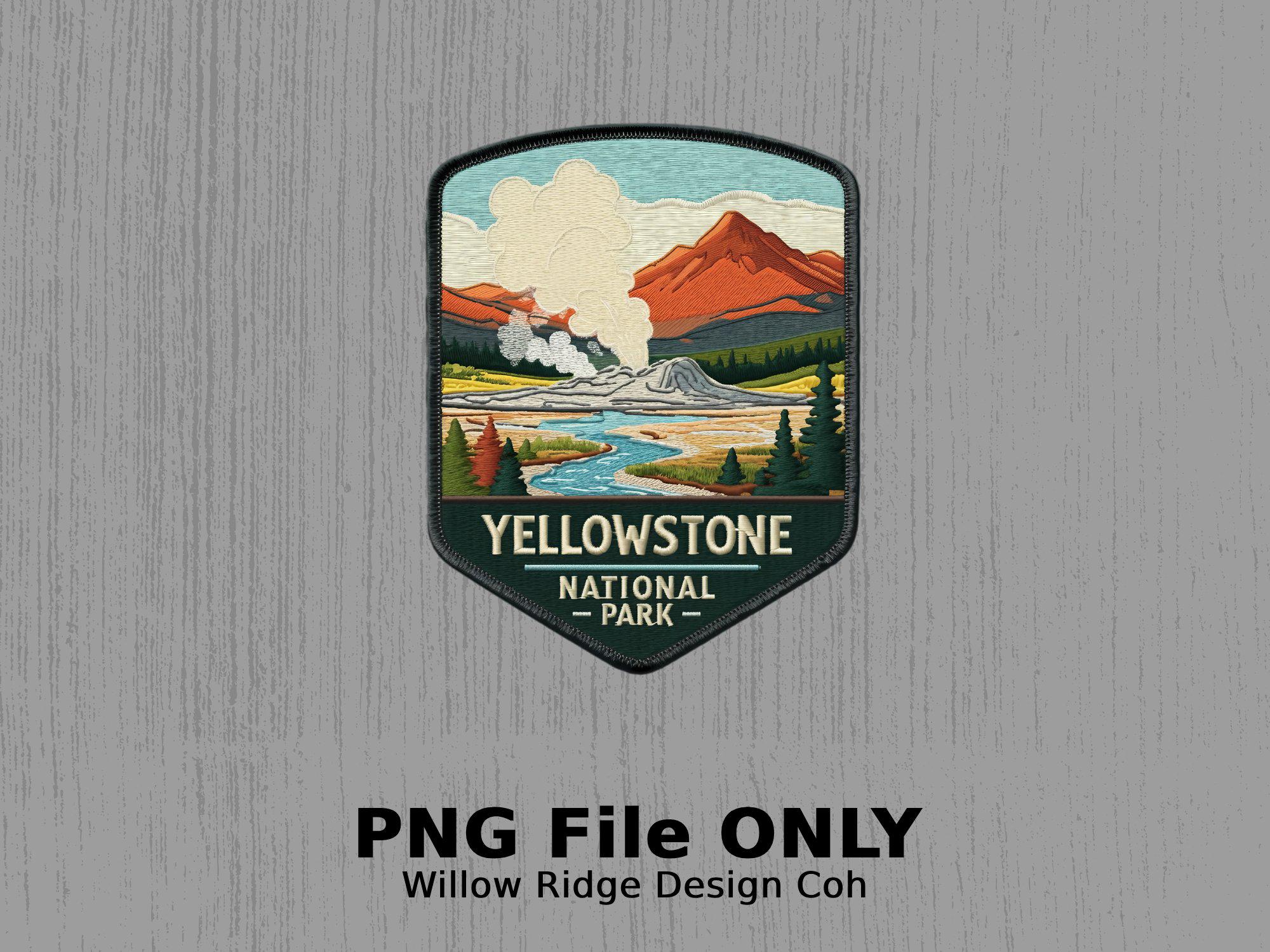 National Park Embroidery Yellowstone Patch Digital Download, PNG File ...