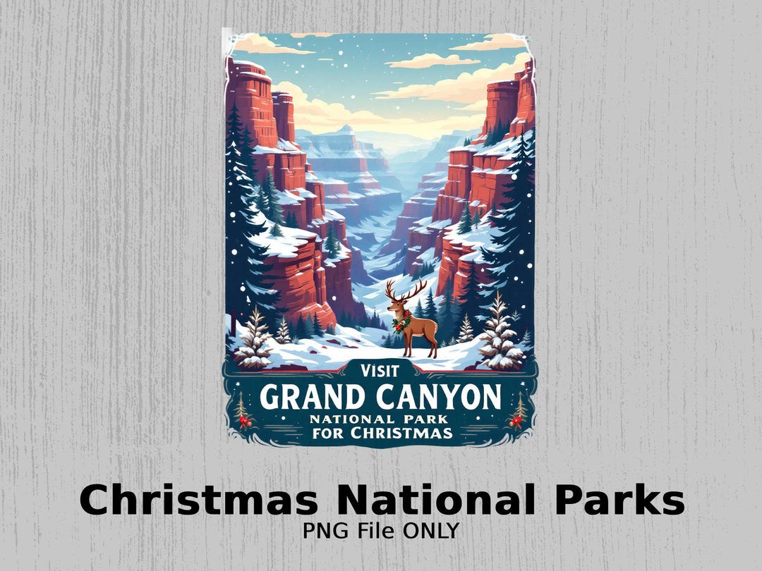 Grand Canyon Christmas Digital Download, National Park Christmas Art ...