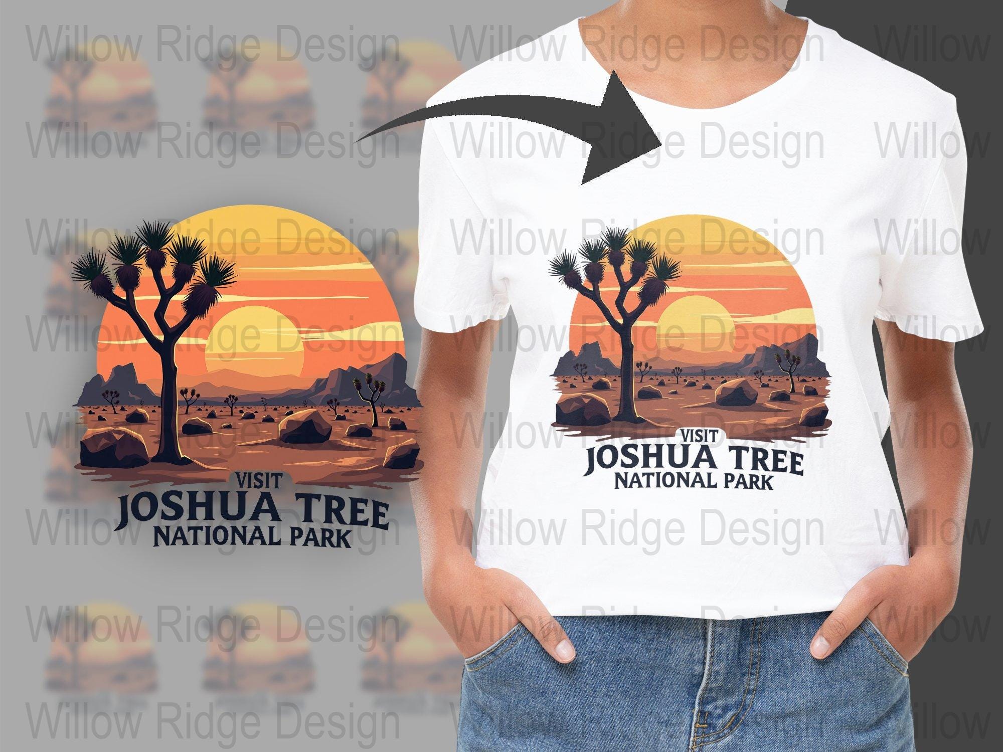 Visit Joshua Tree National Park PNG, Sunset Desert Landscape Digital ...