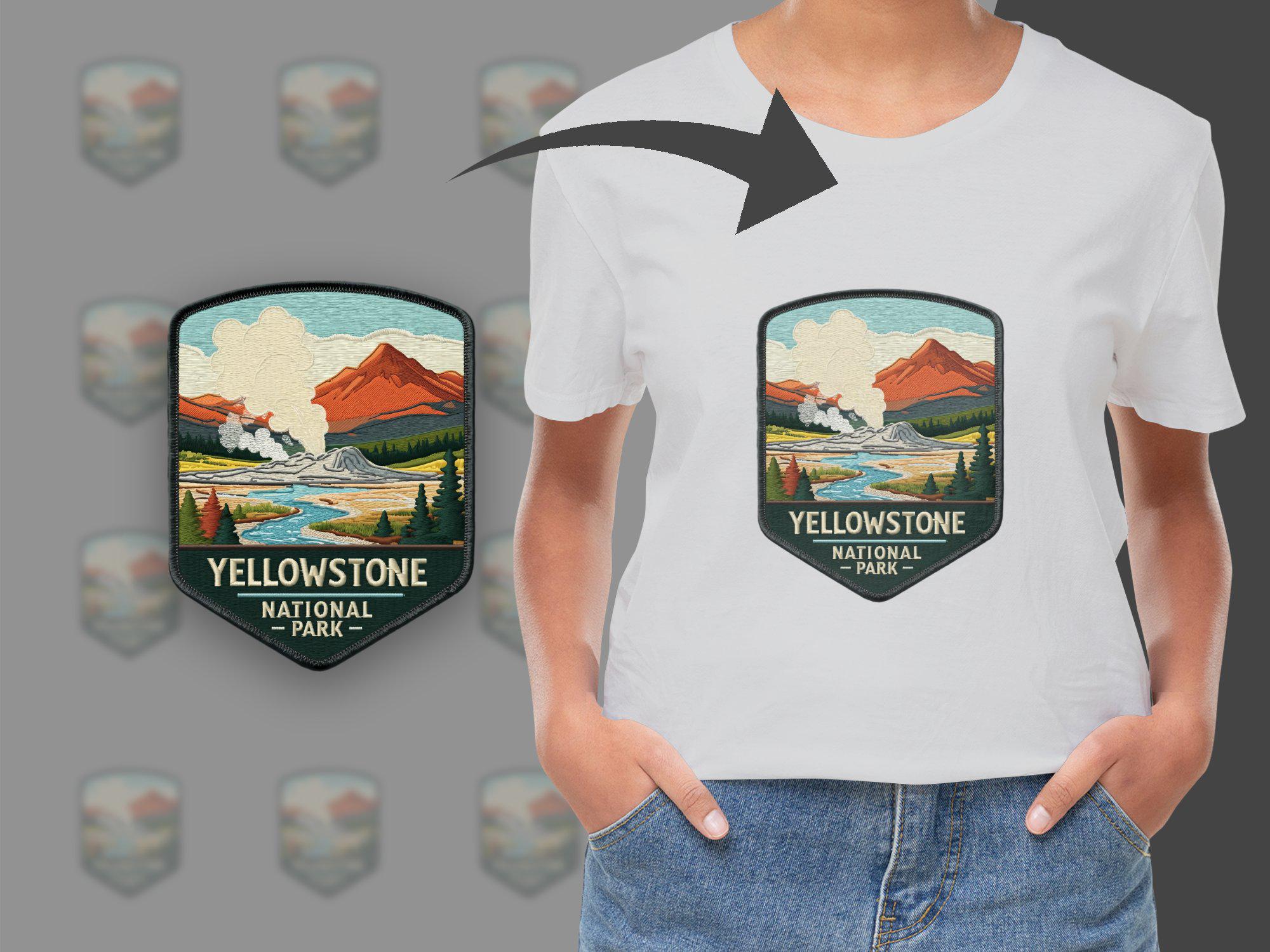 National Park Embroidery Yellowstone Patch Digital Download, PNG File ...