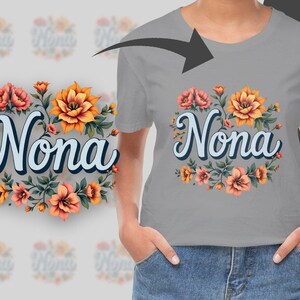 Nona Floral Digital PNG, Flower Name Art, DIY Project, Mother's Day ...