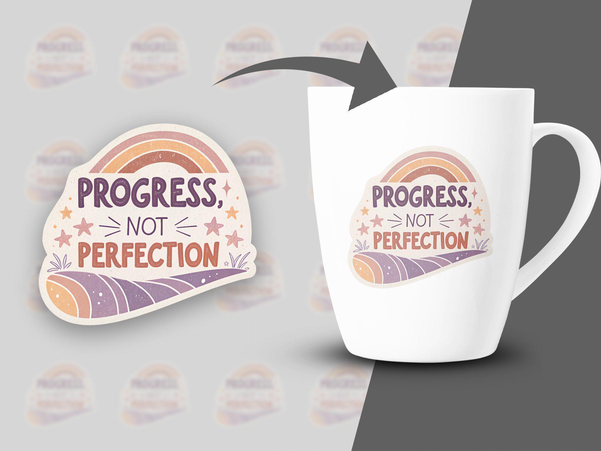 Progress Not Perfection Motivational Quote Digital Download PNG ...