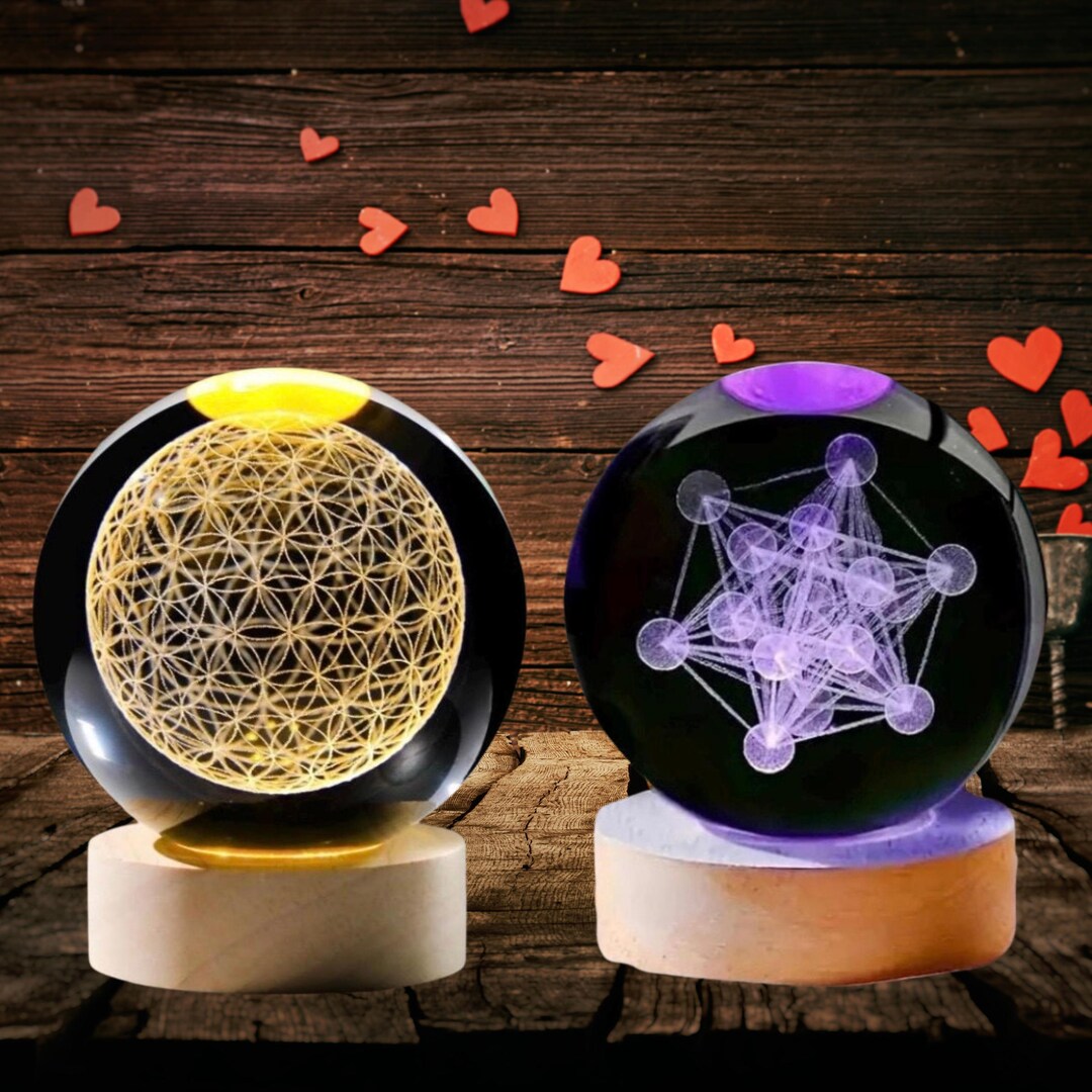 Quantum Flower of Life or Metatron Cube Crystal Orb, Sacred Geometry ...