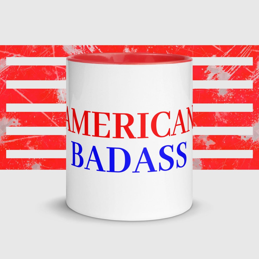 American Badass USA Mug With Red Inside - Etsy