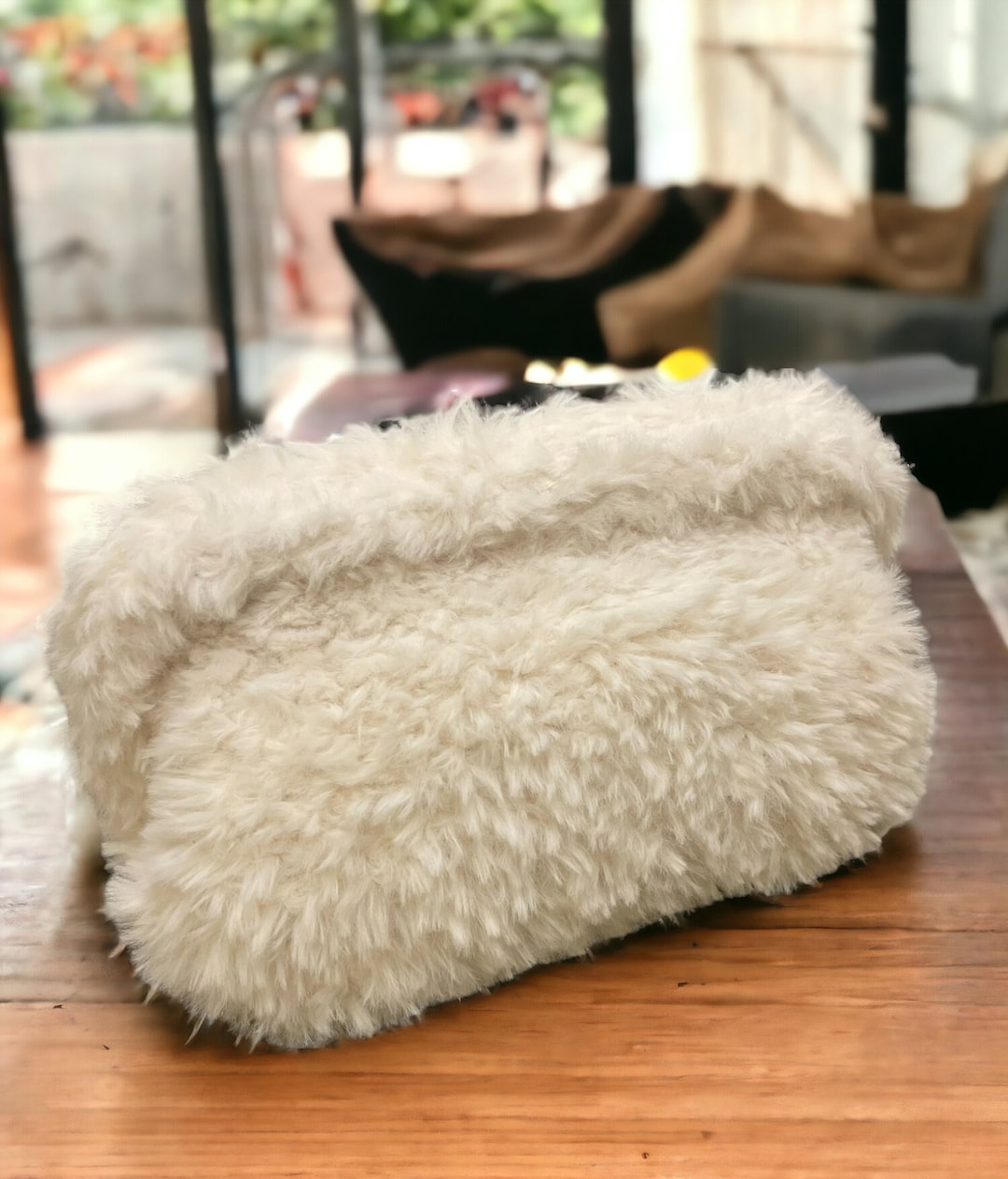 Furry Fluffy Plush Pouch Bag, Luxury Rabbit Faux Fur Puffy Bag ...
