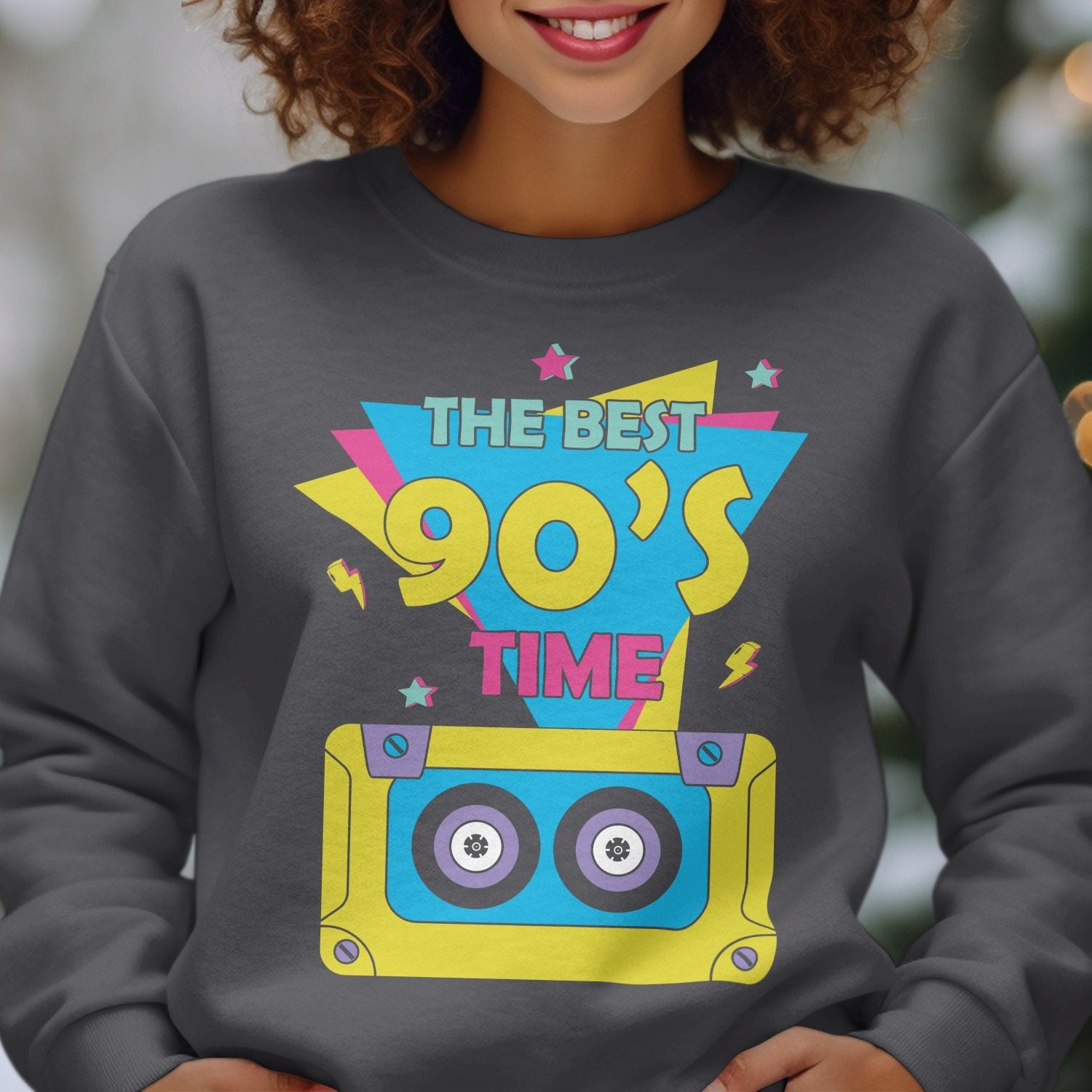 Retro 90's Time Cassette Tape Graphic T-shirt, Colorful Vintage Style ...