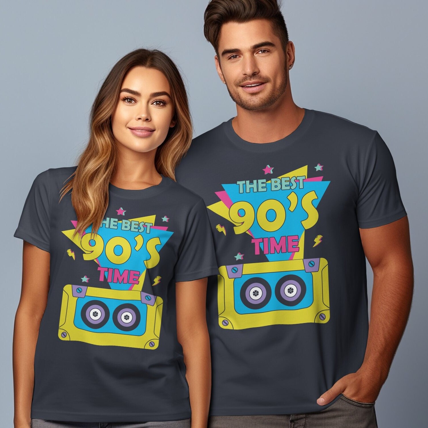 Retro 90's Time Cassette Tape Graphic T-shirt, Colorful Vintage Style ...