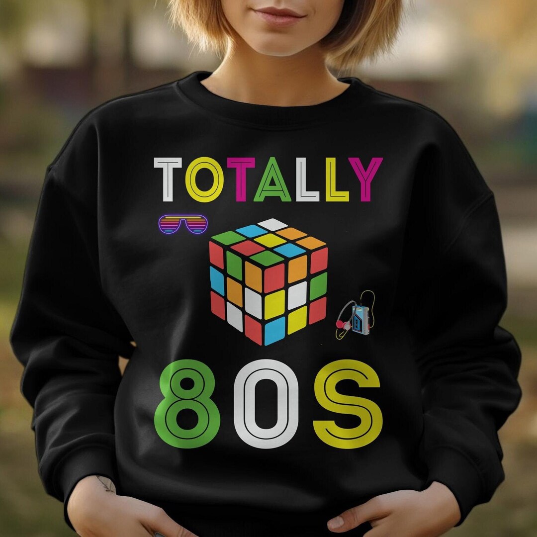 Retro 80s T-shirt Featuring Colorful Cube, Sunglasses and Slogan ...