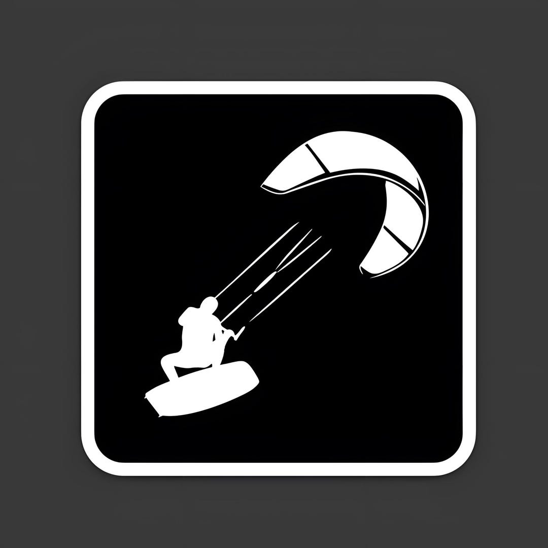 Kitesurfing Vinyl STICKER | Kitesurfer on Board With Kite, Kiteboarding ...