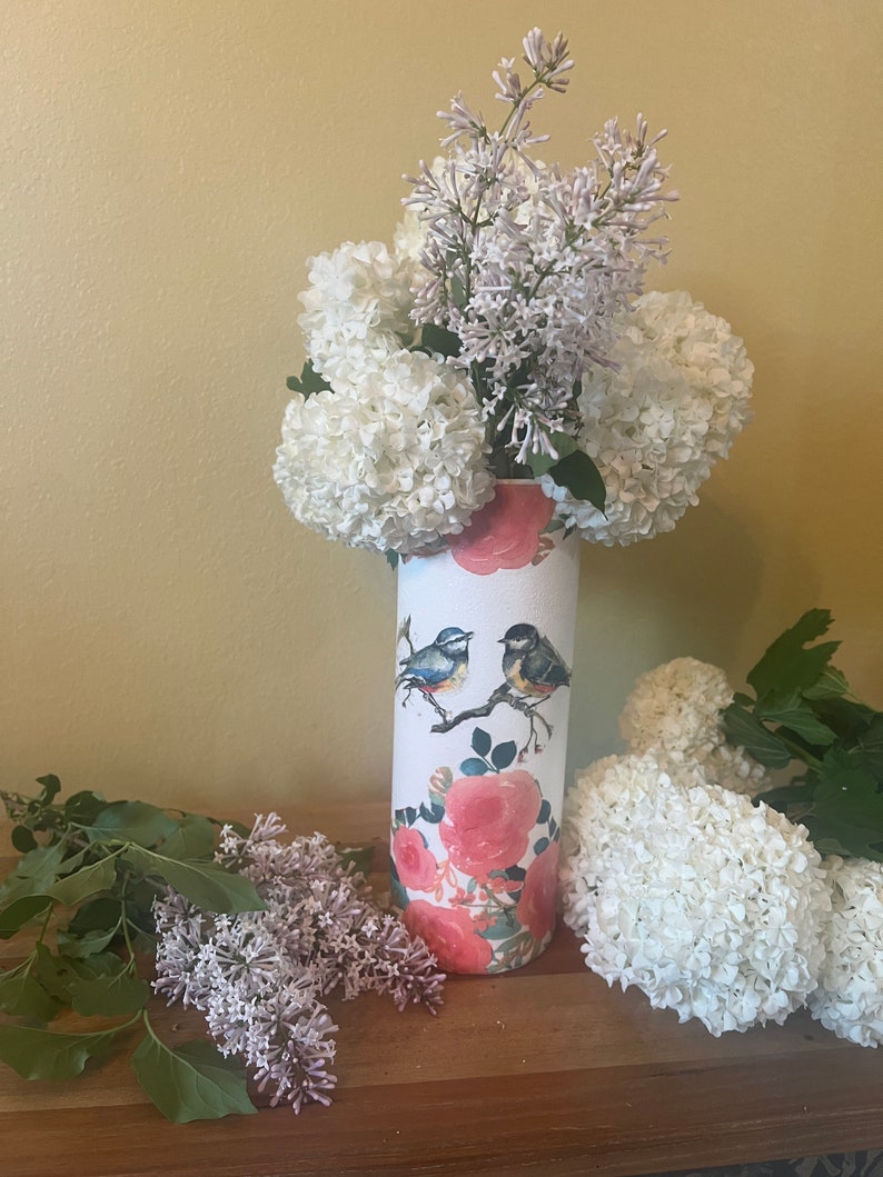 9" Glass Decoupage Vase - Etsy