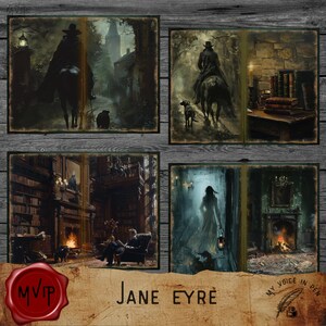 Jane Eyre Junk Journal Pages, Jane Austen, Romantic Dark Academia Book Scrapbooking, Dark ...