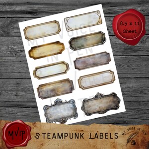 Printable Steampunk Book Plates, Vintage Industrial Labels, Blank ...
