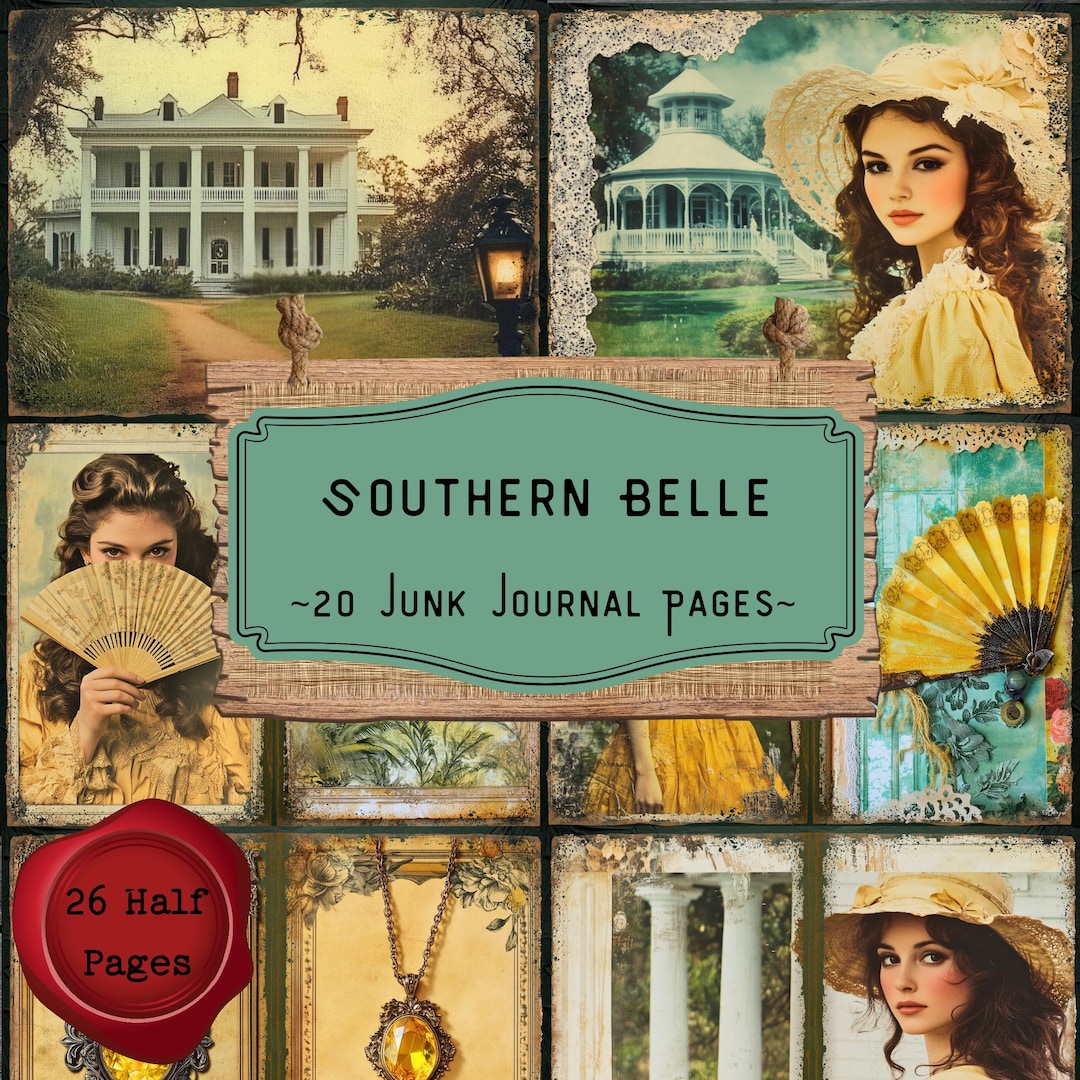 Southern Belle Junk Journal Pages, Summer Yellow Floral Digital ...