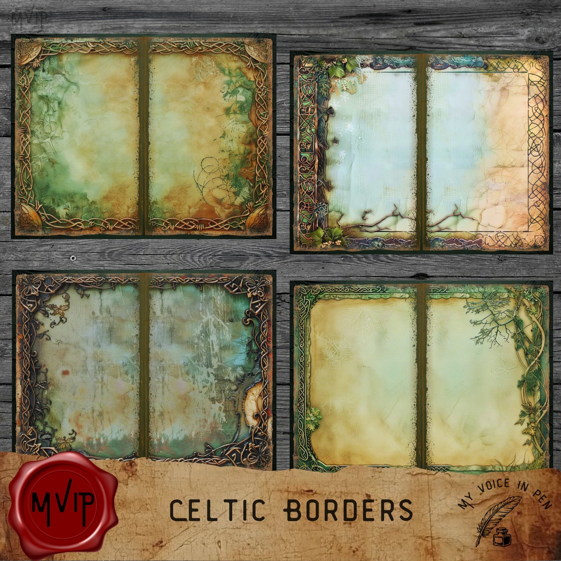 Celtic Borders Junk Journal Pages, Old Norse Stationary, Vintage ...