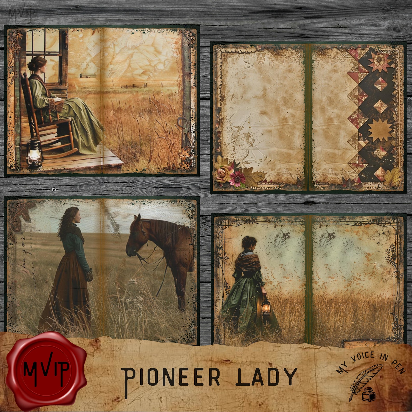 Pioneer Lady Junk Journal Pages, Vintage Printable Paper, Western ...