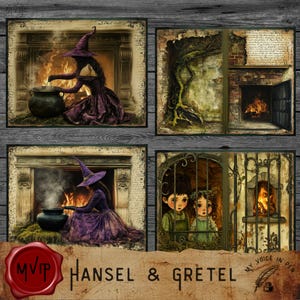 Hansel & Gretel Junk Journal Pages, Grimm Brothers Fairytale Digital ...