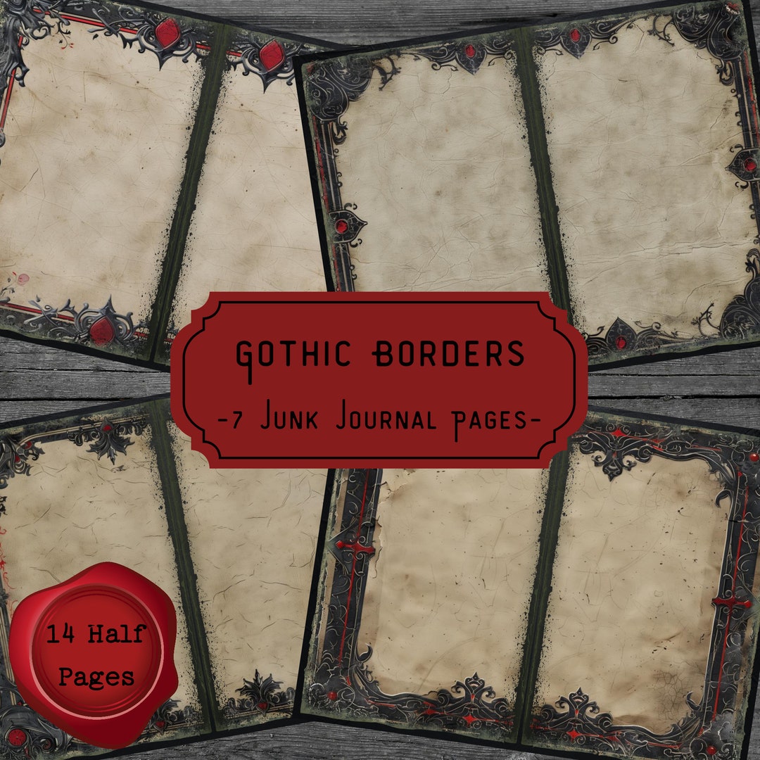 Gothic Borders Book Pages, Gothic Junk Journal Paper, Gothic Stationery ...