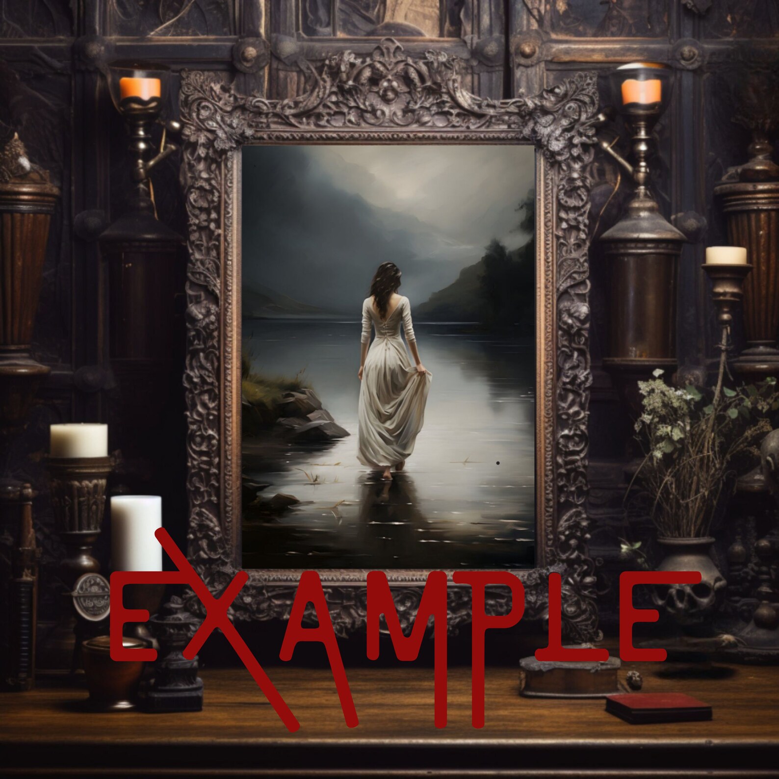 Dark Academia Frame Mockup, Gothic Frame Mock Up, Vintage Art Mock Up ...