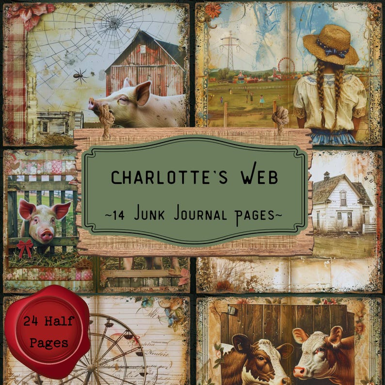 Charlottes Web Junk Journal Pages, Country Farm Scrapbooking, Western ...