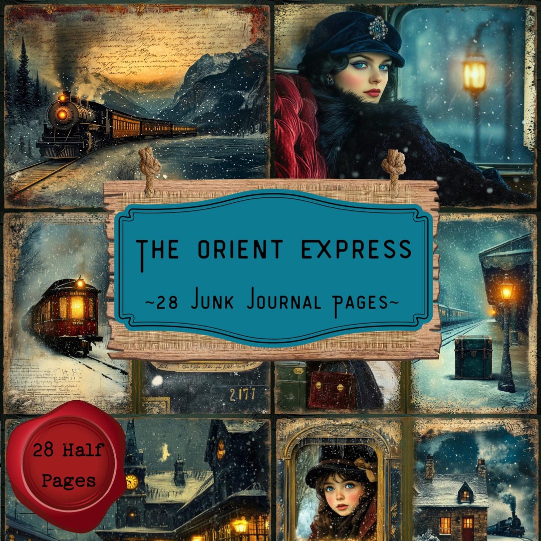 The Orient Express Junk Journal Pages: Victorian Christmas Winter Train ...